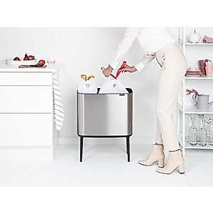 Brabantia 316227 Bo Touch Trash Can, with 2 Inner Buckets, 3 + 6 gallon/11 + 23 Litre Bo Trash Can, Matt Steel Fingerprint Proof, Box Touch Bin, with 2 Inner Buckets, 11 + 23 Litre