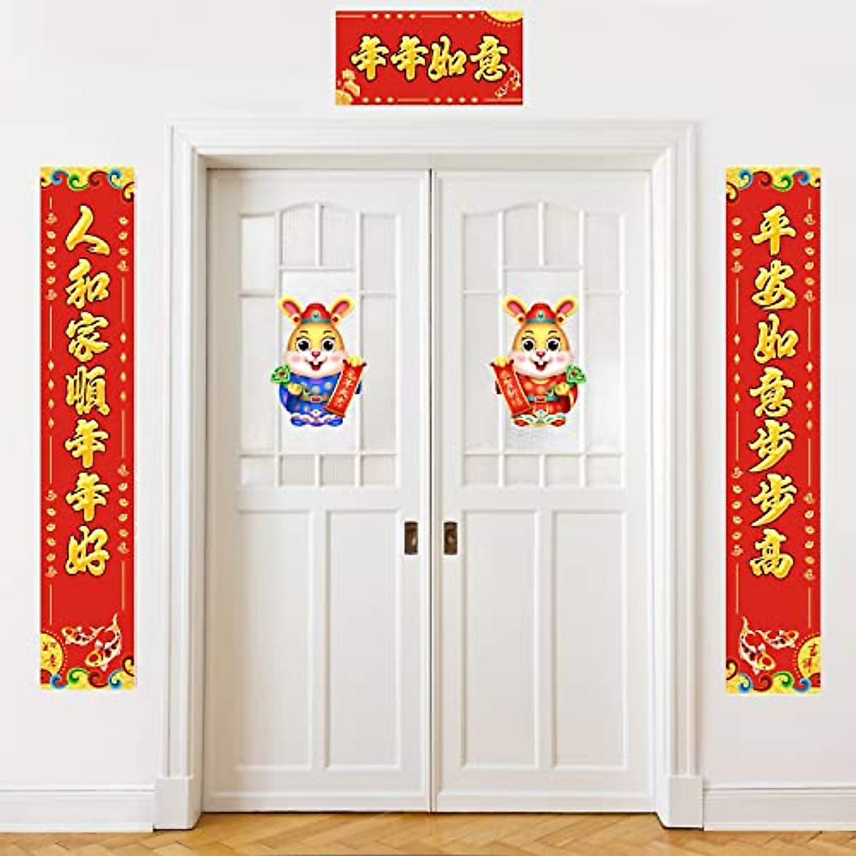TUPARKA 2023 Chinese New Year Decorations, Chinese Spring Couplets Set Wall Stickers Red Envelopes Chinese Fu Traditional Chinese DUI Lian Chun Lian for Lunar New Year Spring Festival