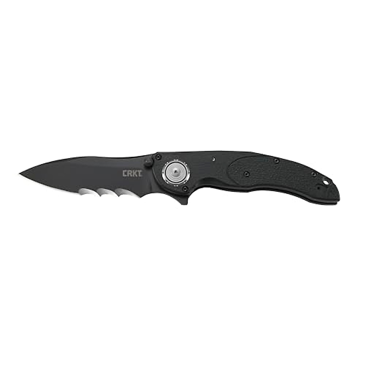 CRKT Linchpin EDC Folding Pocket Knife: Heavy Duty Everyday Carry, Black Blade with Veff Serrations, Flipper, Deadbolt Lock, Ball Bearing Pivot, GRN Handle, Pocket Clip 5406K