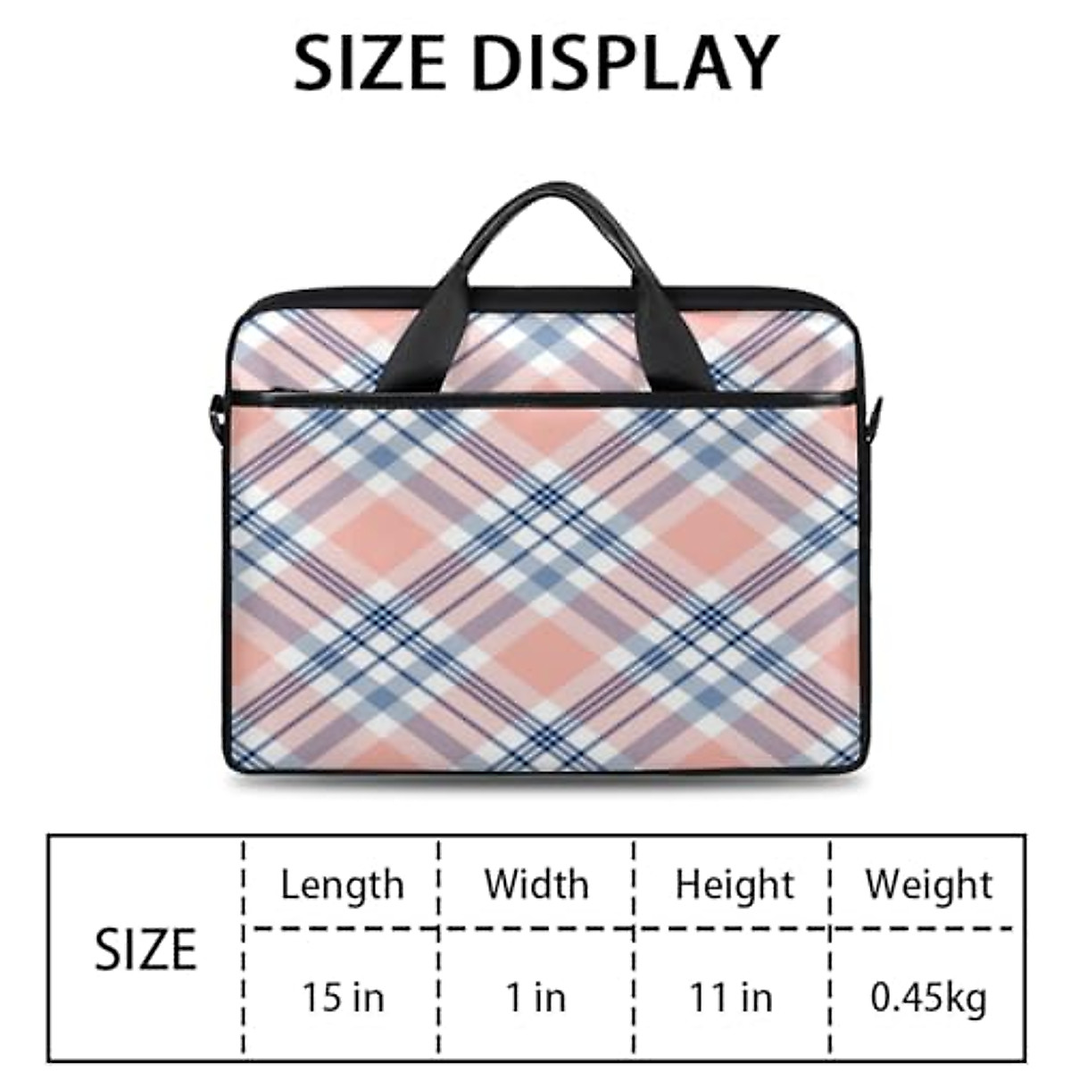 Checkered Pattern Laptop Computer Bag Waterproof Shoulder Messenger Bag 13-15 inch Durable Laptop Tote Bag with Shoulder Strap Handle Lightweight Crossbody Briefcase