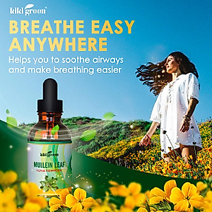 KIKI Green Liquid Mullein Leaf Tincture - Herbal Supplement from Mullein Herb for Lung Cleanse, Respiratory Health, Immune Support, Liquid Supplement Extract 2 fl oz