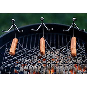 Hot Dog Roaster Stainless Steel Three Man Stick Figure Griller Funny Barbeque by Gute - BBQ Gifts, Grilling Gift, Dad Gifts, Gifts for Men Novelty Hotdog - Great for Parties, Birthdays, Tailgates!