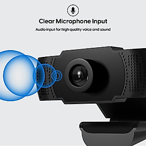 TalkWorks Webcam with Microphone Support - External Camera for Laptop and Desktop - High Resolution and Large Window Size with USB Cable and Dual Microphone Input - Compact and Portable, Black