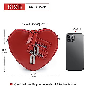 LUI SUI Women Red Heart Purse Cute Love Heart Shape Girls Shoulder Handbag Mini Clutch Chain Purse Chic Tote