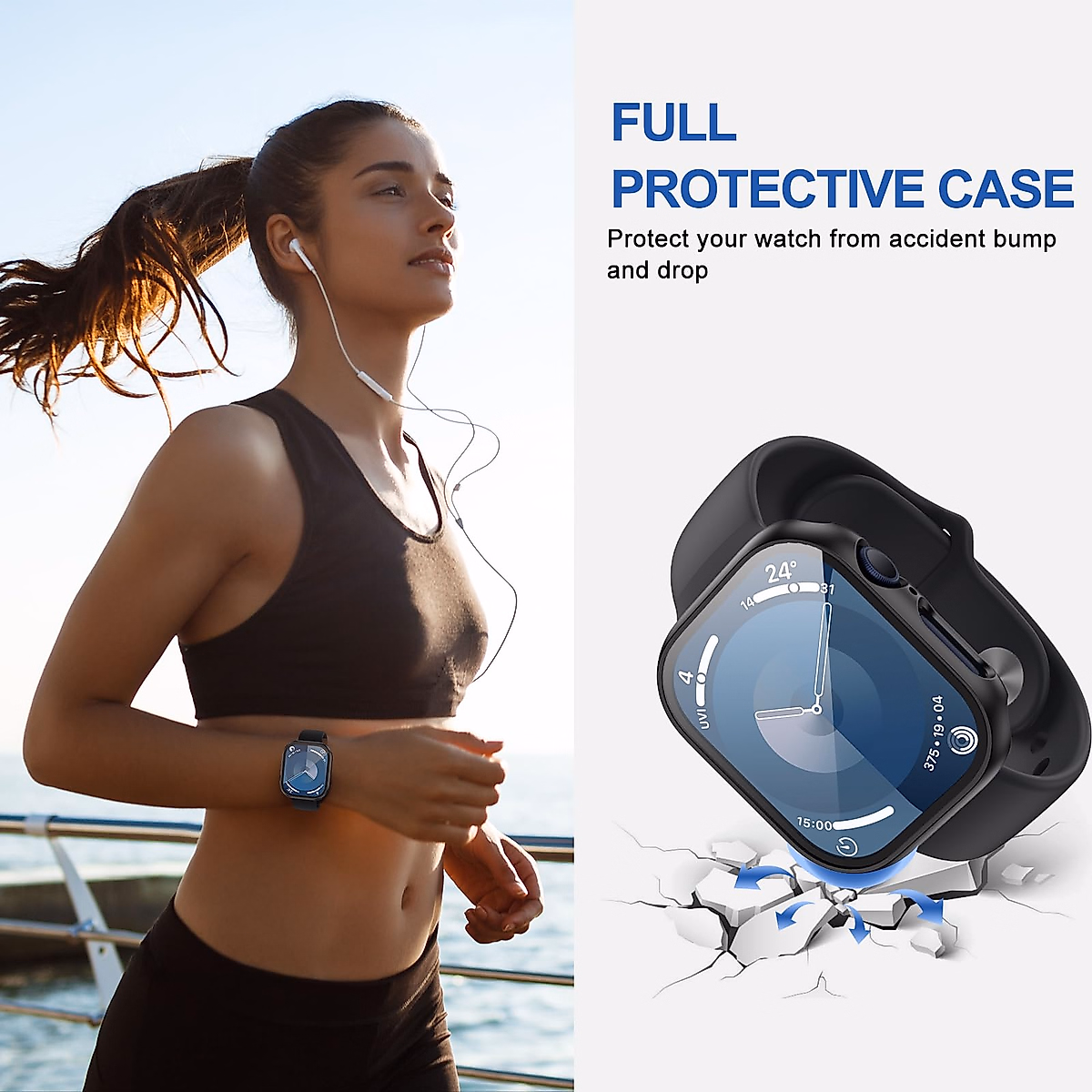 12 Pack Case with Tempered Glass Screen Protector for Apple Watch 44mm SE 2 Series 6 5 4 SE, Cuteey Full Protective Matte PC Cover for Iwatch 44mm Accessories