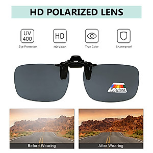 Eyekepper Flip-up Clip-on Sunglasses Polarized 60x43 MM 4-Pack Metal Glasses Clip