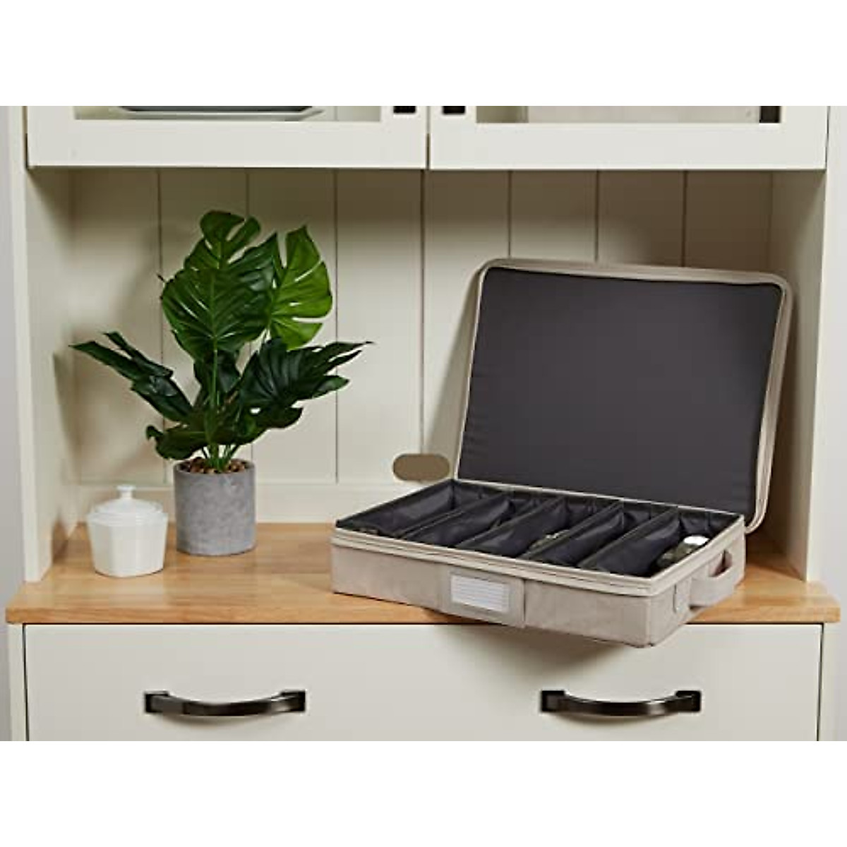 Covermates Keepsakes Flatware Storage Box – Stackable, Reinforced Handles, China Storage-Beige Heather