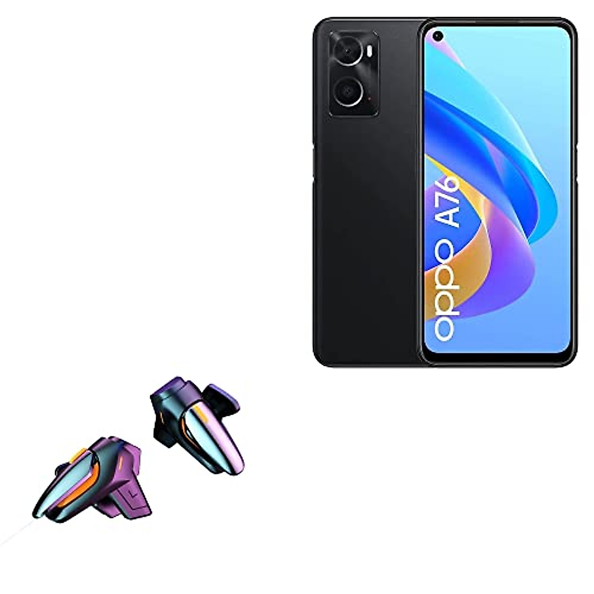 BoxWave Gaming Gear Compatible with Oppo A76 - Touchscreen QuickTrigger, Trigger Buttons Quick Gaming Mobile FPS for Oppo A76 - Jet Black
