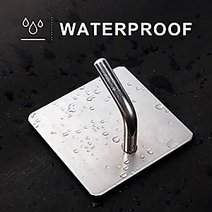 Robe Towel Hooks, SUS 304 Stainless Steel Bathroom Kitchen Hooks, Utility Heavy Duty Wall Hooks Office Hooks, Strong Adhesive Shower Hook, Coat Key Hook Waterproof 5 Pack by APTGAGA