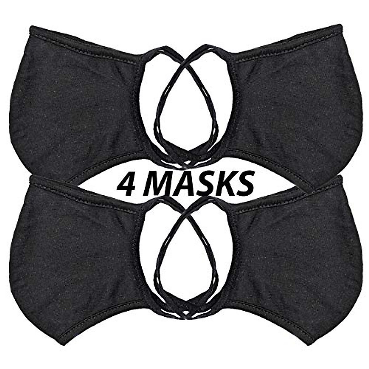 Universal Cloth Face Masks – Reusable Dust & Allergy Masks – 100% Cotton, 2 Layer, Washable, for Teens & Adults – Protects from Dust, Pollen, Pet Dander & More (Black, Medium- Pack of 4)