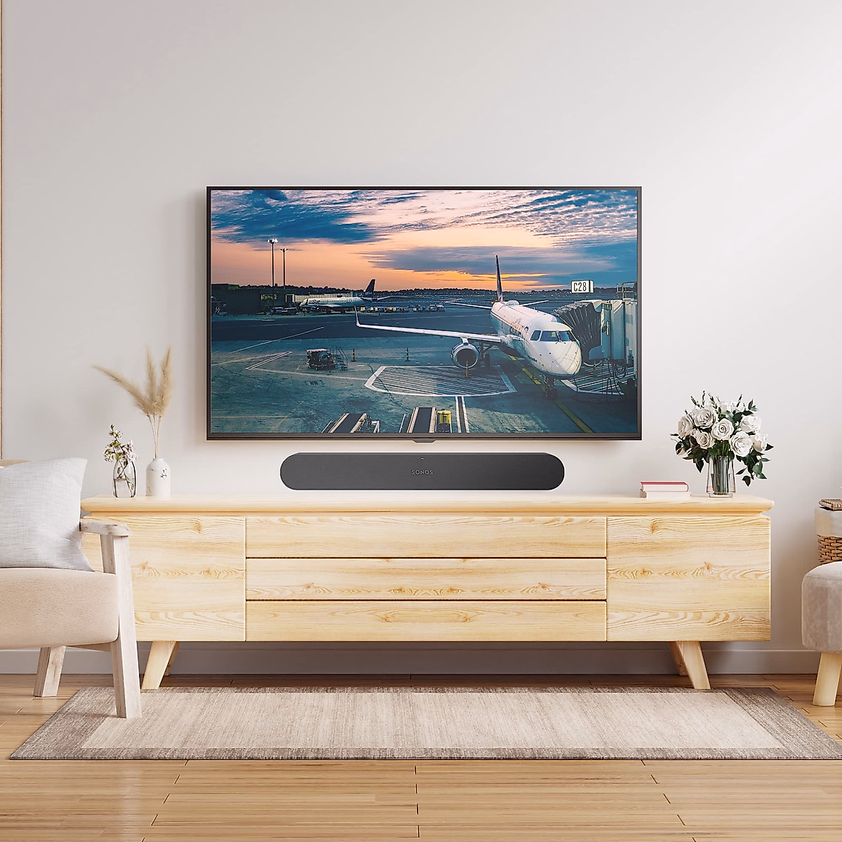 Soundbar Mount for Sonos Ray Sound Bar includes All Necessary Mounting Hardware, Floating Style Soundbar Wall Bracket for Under TV or above, Easy to Install, Black