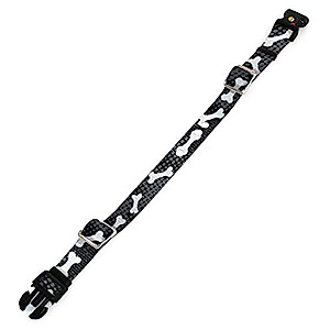 Extreme Dog Fence Replacement Containment and Training Collar Strap for Most Dog Fence Brands - Black Bones (Medium: 13" - 18" x 3/4")