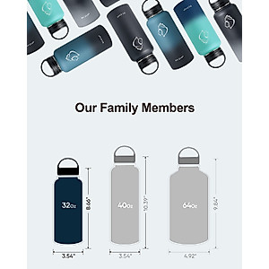 BUZIO 32oz Insulated Stainless Steel Water Bottle with Straw Lid, Spout Lid, Hand Lid and Carrying Pouch, Double Wall Water Bottle, Leakproof BPA Free Water Falsk Travel Thermo, Indigo Crush