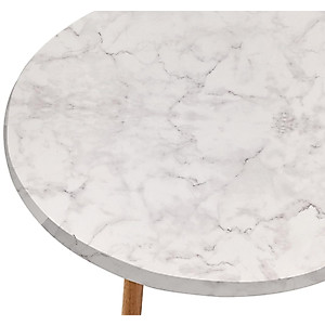 Gorilla Grip Vinyl Round Tablecloth, Fitted Elastic Edge Cover, Fade and Stain Resistant Table Cloths, Spill Proof Linen Covers for Indoor Dining, Outdoor Picnic Parties, Camping, 56" Marble White