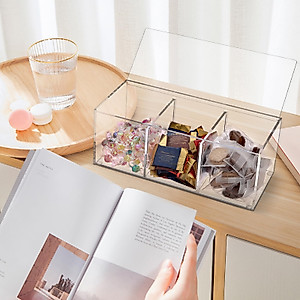 ELLDOO Coffee Pod Holder with Lid, Acrylic Coffee Pod Organizer for K Cup Espresso, 3-Compartment Tea Bags Sugar Packets Coffee Capsule Storage Holder for Home Coffee Bar Office Counter