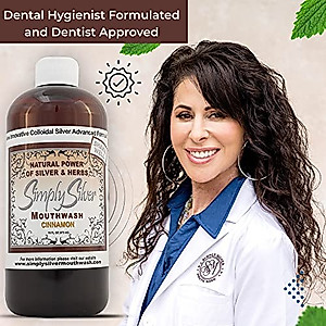Simply Silver Mouthwash Cinnamon Flavor-All Natural Colloidal Silver Mouthwash with Patent Pending Formula, Alcohol, Fluoride, Cetylpyridinium Chloride, and BPA Free, 16 oz