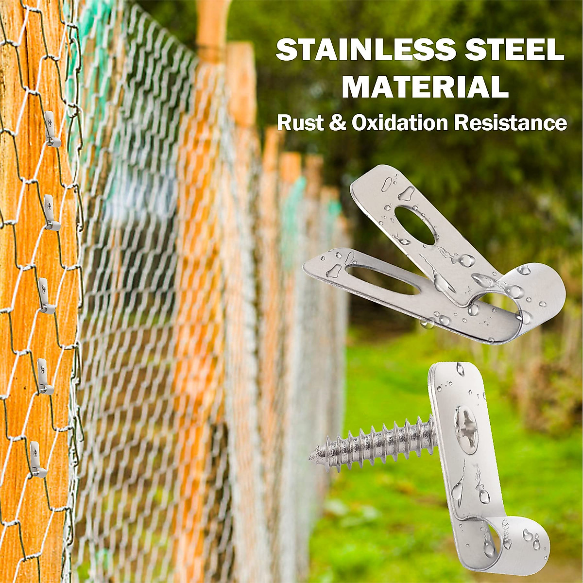 Wire Fence Clips 100 Pcs Stainless Steel Fence Wire Clamps with 100 Pcs Screws, Chicken Cattle Wire Fencing Clips Welded Wire Fence Clamps for 6-16 Gauge