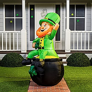 Joiedomi 6FT St Patrick Sitting Leprechaun Inflatable for Yard Garden Decorations, Indoor and Outdoor Theme Party Decor, Yard, Garden, Lawn Decor with LED Light Build-in