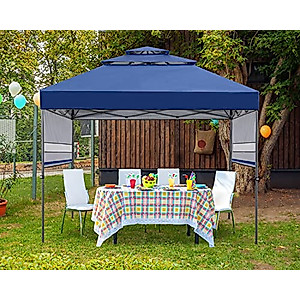 ABCCANOPY Pop up Gazebo Canopy 3-Tier Instant Canopy with Adjustable Dual Half Awnings, Navy Blue