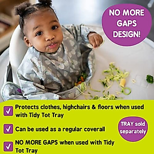 Tidy Tot- Spare Baby Bib for Bib & Tray Kit - Mess Proof Long Sleeve Smock Attaches to Feeding Mat - Waterproof Bib – Machine Washable. Fits Babies and Toddlers 6-24 months - Apple