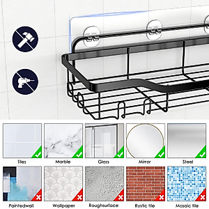 NESOMI Shower Organizer Adhesive 2 Pack Shower Caddy Adhesive Replacement, Strong Hooks Waterproof Shower Adhesive Strips, No Drilling for Bathroom Shower Storage Shelves and Kitchen Racks