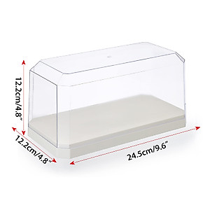 JUXYES Clear Display Box for Collectibles, Rectangular Display Box Stand Countertop Stackable Display Case With Base, Transparent Storage Containers Mini Display Box for Action Figures Toys