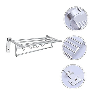 Homoyoyo 1 Set Towel Rack Wall Mounted Shelves Wall Towel Rack Wall Hanging Shelves Bath Towel Rack Shower Organizer Cosmetic Holder Aluminum Silver Toilet Towel Rack Bathroom Towel Holder