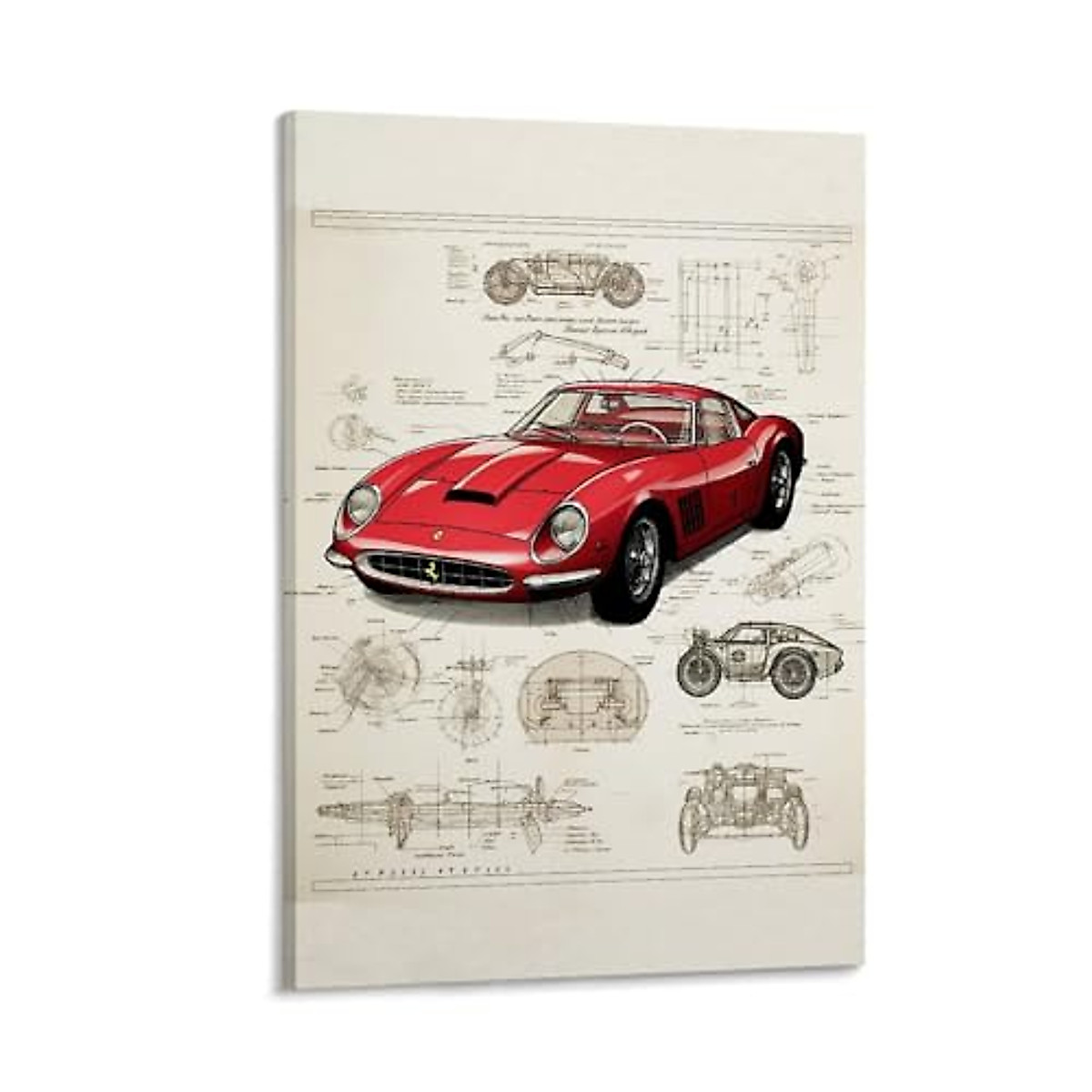 Car Poster Ferrari F40 Supercar Posters Racing Car Canvas Wall Art For Boy's Bedroom SuperCar Wall Decor Frame-style 12x18inch(30x45cm)