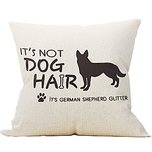 It's Not Dog Hair It's German Shepherd Glitter Linen Throw Pillow Case, Dog Lover Gifts, German Shepherd Mom Gifts, Funny German Shepherd Pillow Case,18x18inch Cushion Cover for Sofa Couch Bed