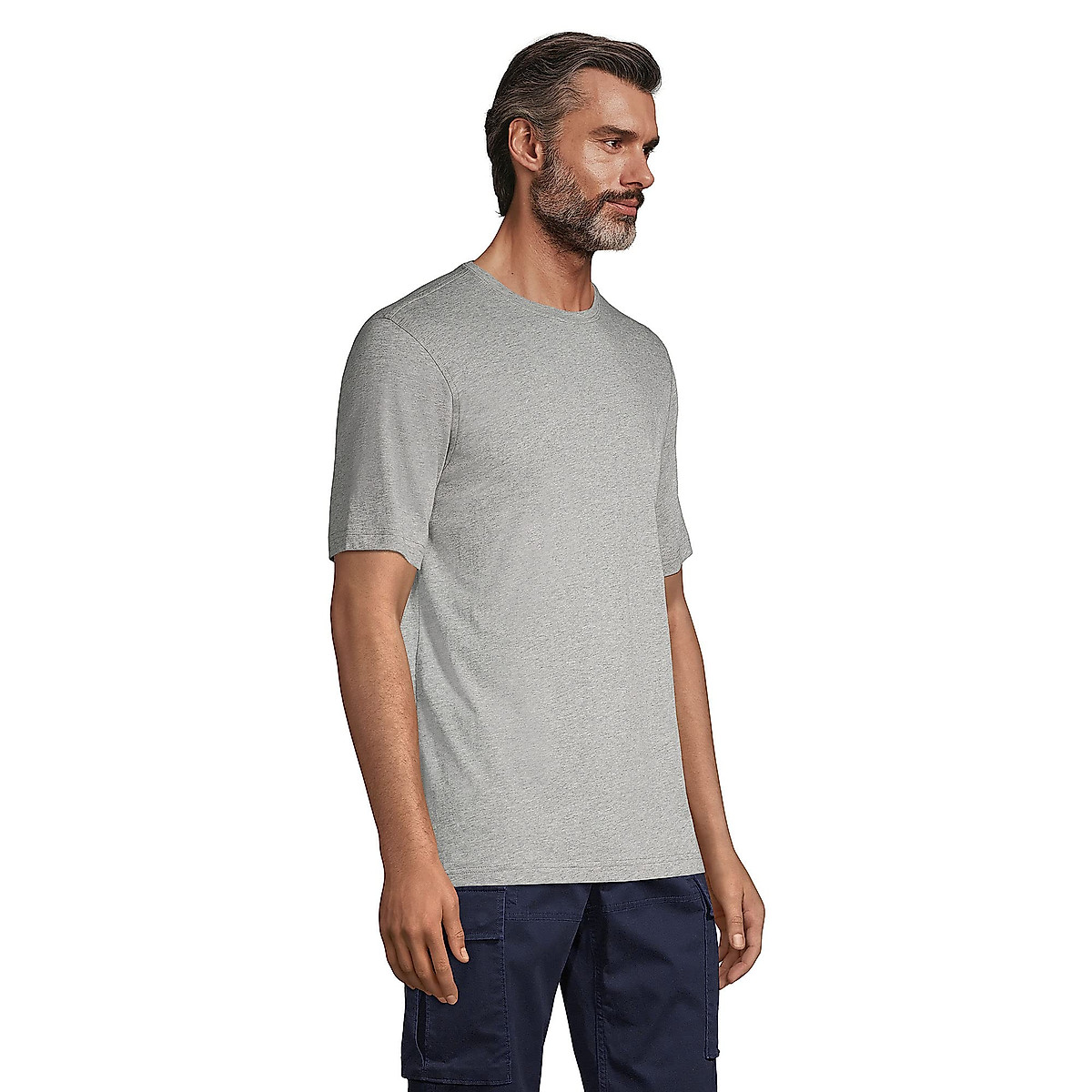 Lands' End Mens Short Sleeve Supima Tee Light Gray Heather Regular XX-Large