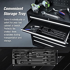 WORKPRO 9 PCS Impact Driver Extension Bar Set, 1/4", 3/8" and 1/2" Drive Socket Extension, Premium Chrome Vanadium Steel with Black Phosphate Finish, Storage Tray Included