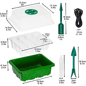 JAYWAYNE 5 Pcs Seed Starter Tray with Grow Light, Seed Starter Kit with Humidity Dome Germination Tray (60 Cells Tray), Plant Starter Kit for Starting Vegetable Seeds, Flower Seeds & Herb Seeds
