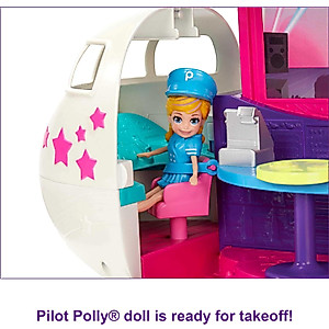 Polly Pocket Travel Toy Playset with 3-inch Doll & Accessories, Transforming Fabulous Flying Jet Airplane Toy