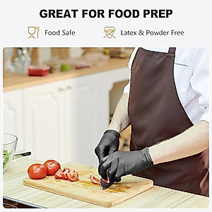 SWIFTLITE Black Vinyl Gloves, Food Grade Gloves Disposable Latex Free & Powder Free, Guantes for Cleaning Cooking Food Prep (100, Medium)