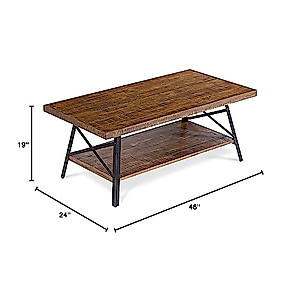 Olee Sleep Cocktail Table with Metal Legs, Rustic Brown
