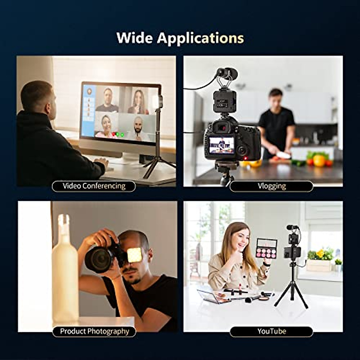 NEEWER LED Video Light, Portable Bi-Color 3200K~5600K Dimmable Camera Soft Lights with 3 Cold Shoes, CRI 97+, 8 Scene Modes, 2000mAh Rechargeable Battery for Gaming/YouTube/Vlog/Photography - NL-36AI