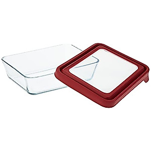 Anchor Hocking TrueSeal Glass Food Storage Container with Lid, Cherry, 6 Cup -