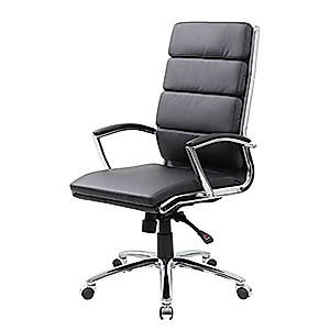 Boss Office Products CaressoftPlus Executive Chair, Traditional, Metal Chrome Finish 30D x 27W x 42H in