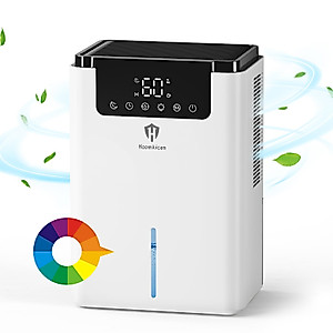 Hoomkicen Dehumidifier for Bedroom, 68 OZ Dehumidifiers for Home Basement with Auto Defrost Timer Colorful Light, Small Dehumidifier for Bathroom RV Closet Room (500 sq. ft) D1