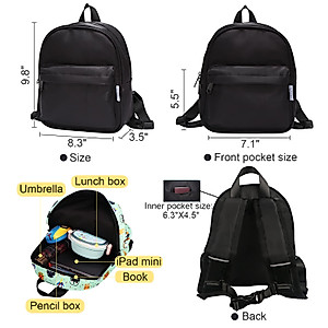 BIGHAS Lightweight Mini Kids Backpack with Chest Strap For Preschool Kindergarten Boys and Girls 3-6 Years Old 21 colors (Black)