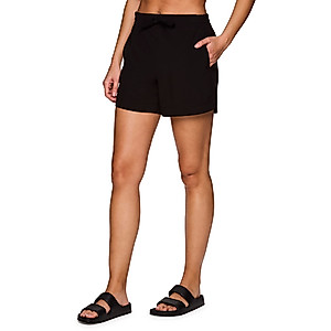 RBX Women's Quick Dry Stretch Woven Walking Short with Zip Pockets Overlap Black S