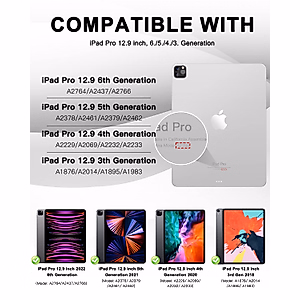 BRAECN for iPad Air 13 Inch Case M2 (2024), iPad Pro 12.9 (2022/2021, 6th/5th/4th/3rd Gen), Heavy Duty Shockproof Cover with Pencil Holder, Rotating Handle Grip, Stable Kickstand, Shoulder Strap, Navy