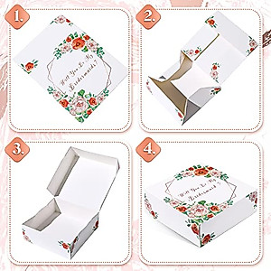 Sepamoon 8 Pack Bridesmaid Proposal Boxes with Pieces Cards, Will You Be My Gift for Bridal Shower, Wedding, Bachelorette Party, Floral Patterned White Box Text