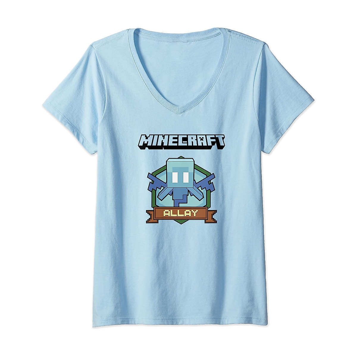 Womens Minecraft Allay Badge Simple Logo V-Neck T-Shirt