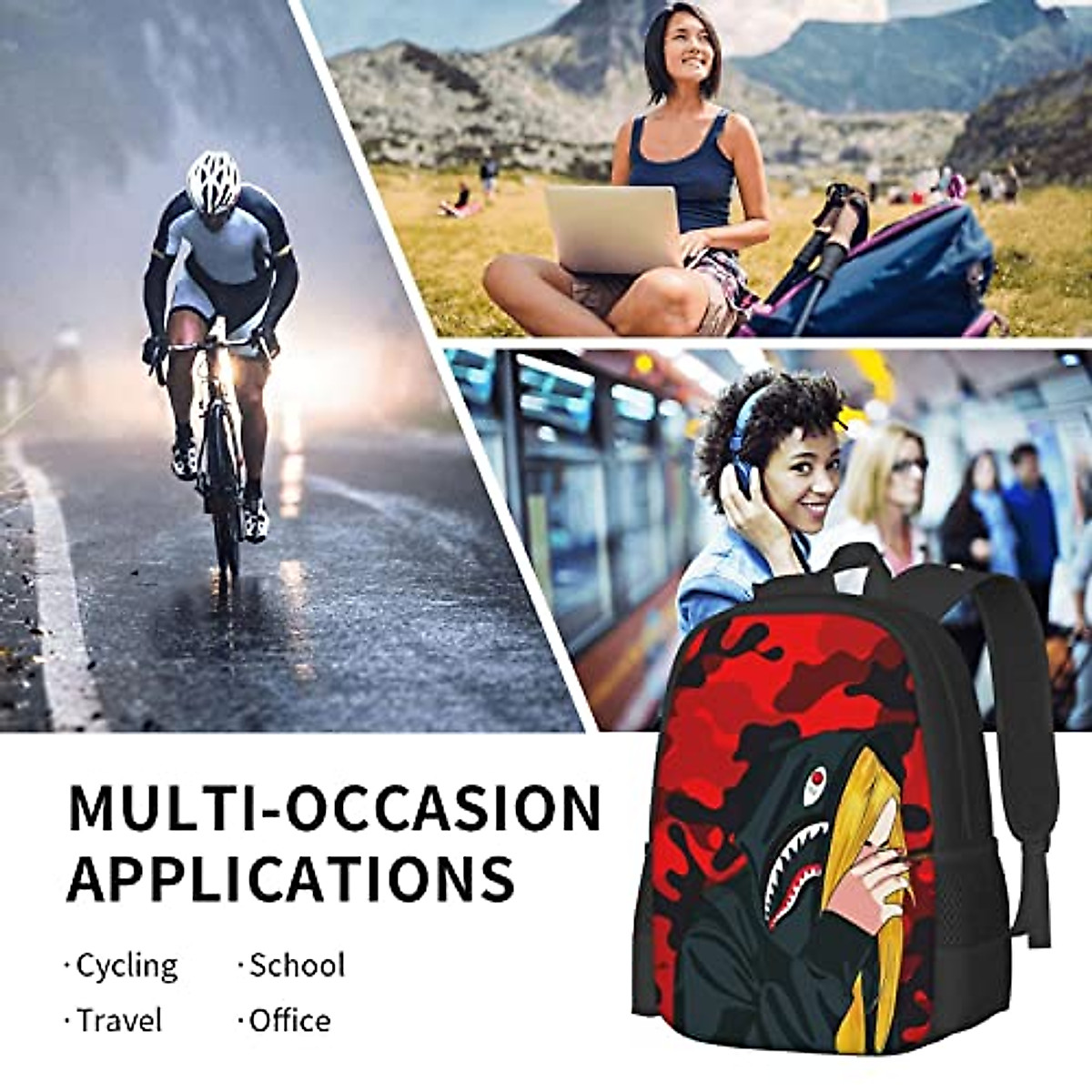 Unisex Cartoon Backpack, Fashion 3d Printing Oxford Laptop Bags, 16.5 Inches High Capacity With Pencil Case