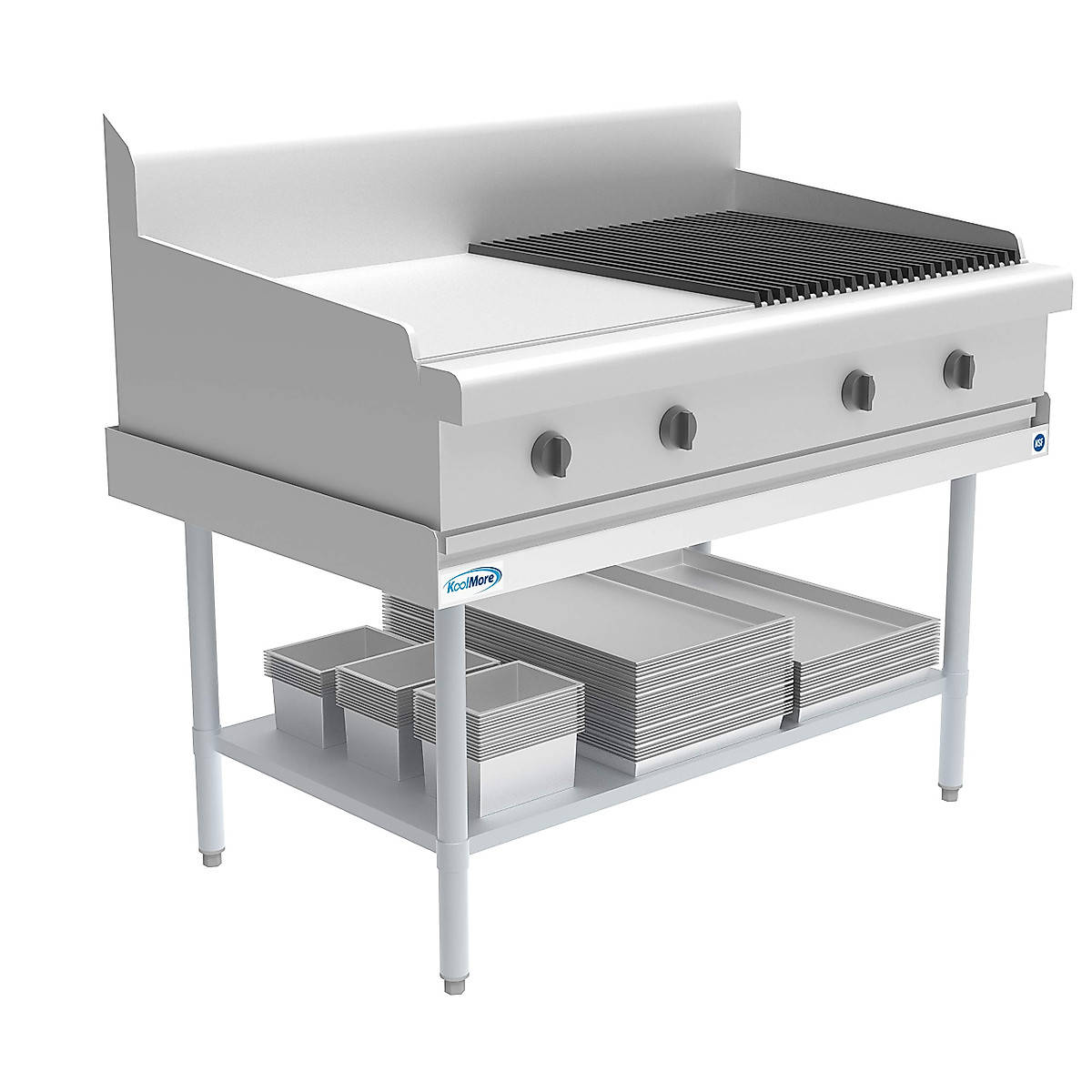 KoolMore EQT-163048 16 Gauge Stainless Steel Commercial Equipment Stand - 30 x 48 Heavy Duty Griddle Stand with Undershelf