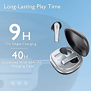 BESUE Wireless Earbuds Bluetooth 5.2 Earphones, 4 Mics ENC Noise Cancelling for Phone Calls, 40 Hours Playtime with USB-C Charging Case, Deep Bass Bluetooth Earbuds for Gaming/Sports/Workout/Meeting