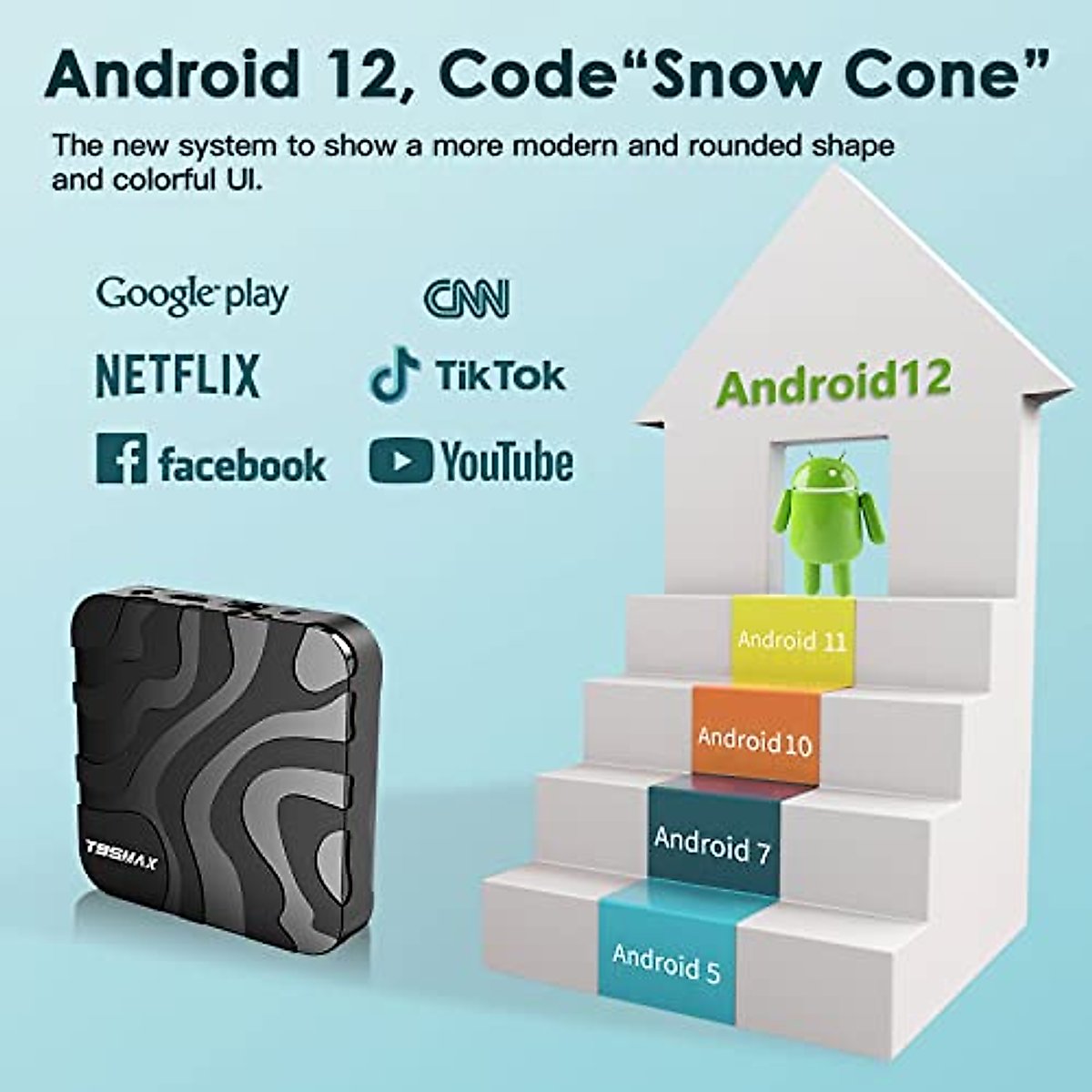 2023 Android TV Box 12.0 4GB RAM 32GB ROM T95 MAX Android Box 4K 6K Allwinner H618 Quad-core Cortex-A53 Android 12 TV Box 2.4G 5G Dual Wi-Fi Bluetooth 4.0 USB 2.0 100M Ethernet Smart TV Box Android