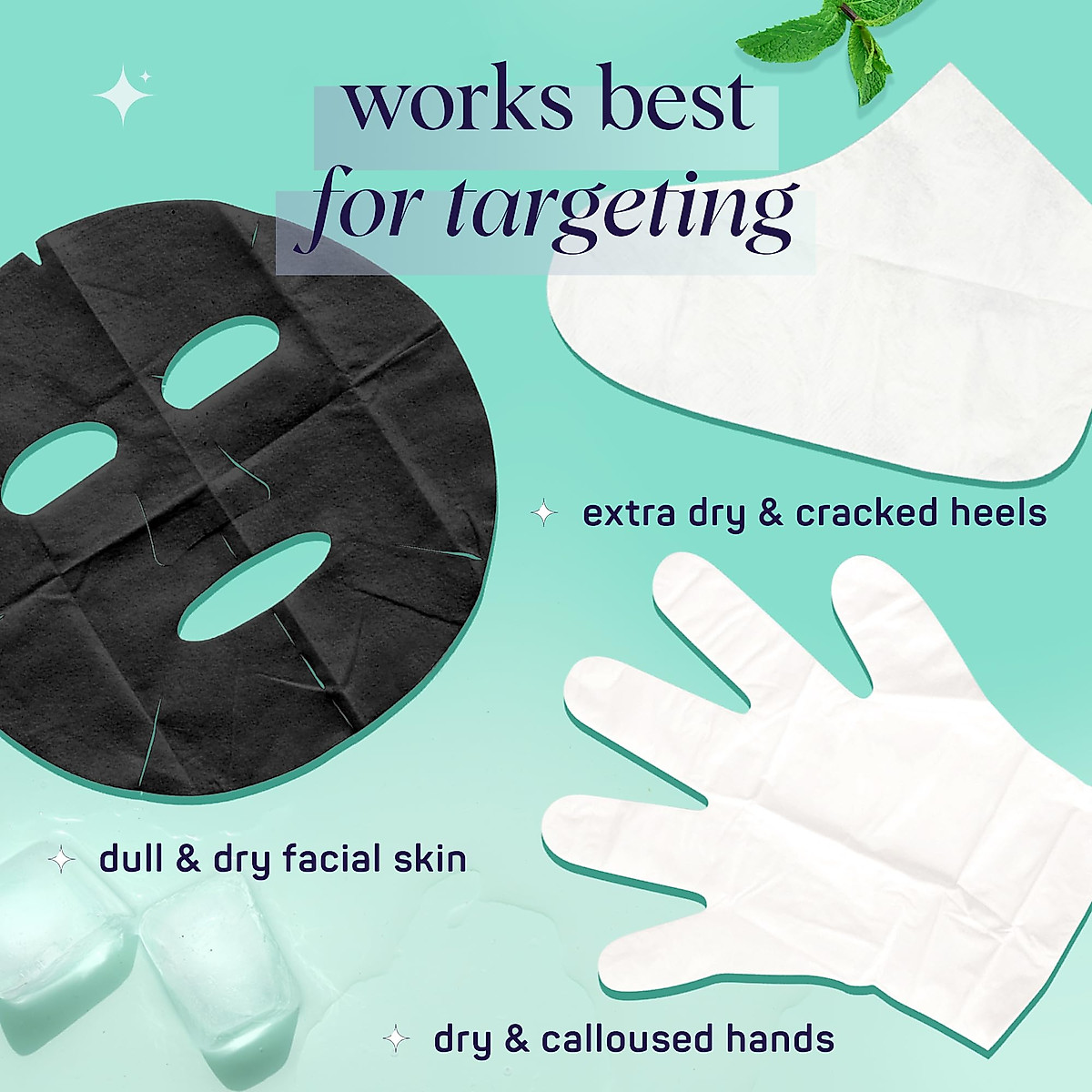 SpaLife Men's 12-Piece Spa Set: Repairing Hand Gloves for Dry Hands, Cooling Mint Foot Socks for Cracked Heels, and Moisturizing Face Mask Ultimate Men Grooming and Relaxation Gift Kit