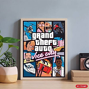 PurpleheARTs | GTA Poster Prints - Set of 5 UNFRAMED (8 inches x 10 inches) GTA Game Poster Prints - Grand Theft Auto Wall Art Decor,